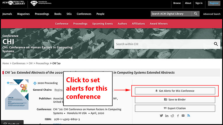Receive email notifications when new conference proceedings are published